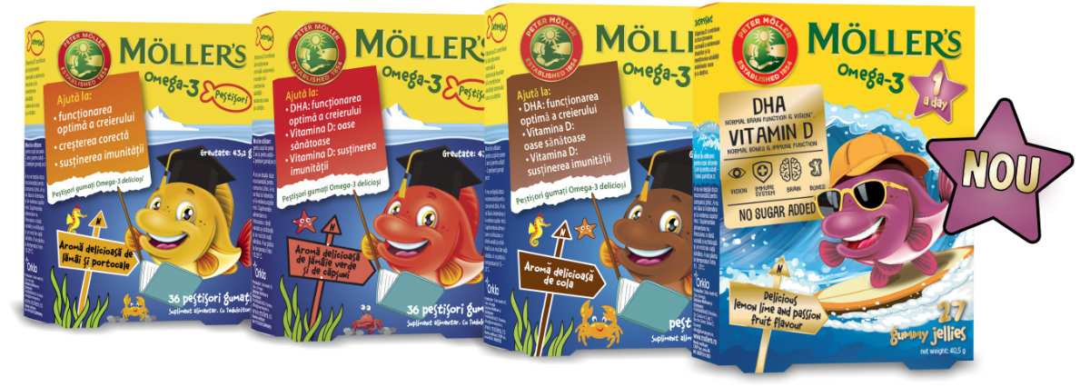 MÖLLER’S OMEGA-3 PEȘTIȘORI, fructul pasiunii, 27 jeleuri - Mollers